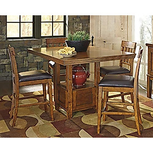 Signature Design by Ashley Ralene Traditional 36" Counter Height Dining Room Extension Table, Medium Brown
