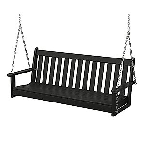 POLYWOOD GNS60BL Vineyard 60" Outdoor Swing, Black