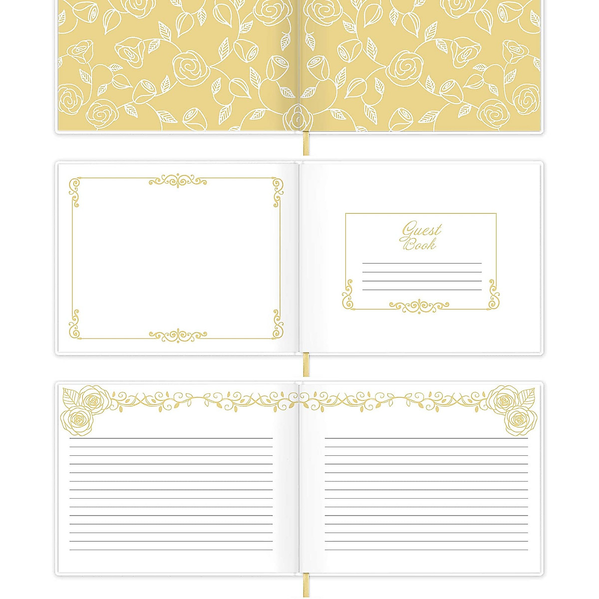 Vienrose Wedding Guest Book Set with A Pen and A Welcome Sign Registry Sign-in Book with 123 Blank Lined Pages Gilded Edges Hardcover Book for Wedding Baby Shower Birthday