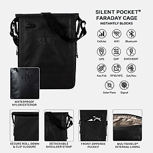 Silent Pocket SLNT Waterproof Faraday Dry Bag Military-Grade Nylon Faraday Bag - RFID Signal Blocking Dry Sack/Waterproof Laptop Backpack Protects from Water, Spying, Hacking (6 Liter)