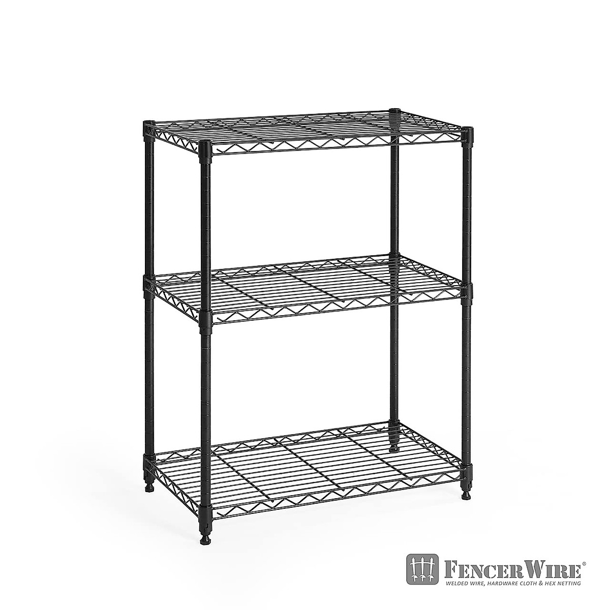 Fencer Wire 3/4/5-Tier Adjustable Height Wire Shelving Unit, Garage Shelving Storage Organizer, Wire Rack Shelving, Metal Steel Storage Shelves, Utility Storage Shelf with Leveling Feet, Black
