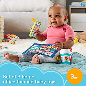 Fisher-Price Work From Home Toy Set, 3 take-along baby toys and teether for infants ages 3 months and up