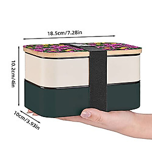 Tulips Premium Bento Lunch Box, 2 Compartments Leakproof Lunch Box With Cutlery For Adults, Microwave & Dishwasher Safe