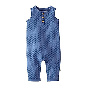 little planet by carter's unisex-baby Terry Jumpsuit made with Organic Cotton, Blue Geo, 12 Months
