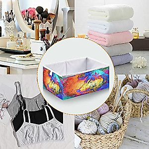 Wolf Portrait Cube Storage Bin Collapsible Storage Bins Waterproof Toy Basket for Cube Organizer Bins for Kids Girls Boys Toys Book Office Home Shelf Closet - 11.02x11.02x11.02 in
