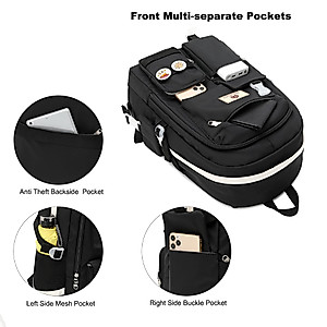 HIDDS Laptop Backpacks 15.6 Inch School Bag College Backpack Anti Theft Travel Daypack Large Bookbags for Teens Girls Women Students (Black)