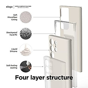 elago Compatible with Samsung Galaxy S23 Ultra Case, Liquid Silicone Case, Full Body Protective Cover, Shockproof, Slim Phone Case, Anti-Scratch Soft Microfiber Lining, 6.8 inch (Stone)