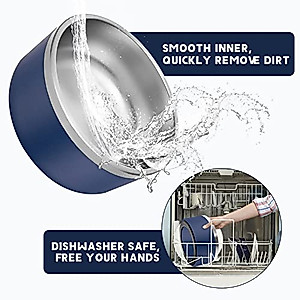 Premium Dog Water Bowl for Medium Large Dogs, 64oz Large Heavy Dog Bowls 1.6Lbs Weighted 304 Stainless Steel Insulated Dog Food Bowl Black Pet Bowl, 8 Inch