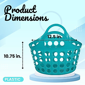 A1U Essentials Small Oval Slotted Basket with Handles, Holiday Themed-Party Gift Favors Storage Organizer Holder Container Caddy Multi-Use Reusable Ornaments Accessories Decorations, 2 ct. (TEAL)