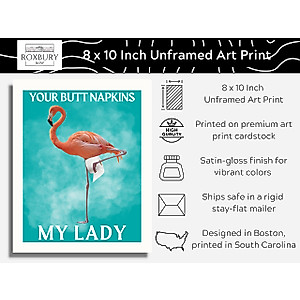 Roxbury Row Flamingo Bathroom Decor | Flamingo Decor, Decorations, Funny Bathroom Signs, Flamingo Bathroom Poster, Pink Flamingo Gifts for Women | Teal Bathroom Decor (8x10 Unframed)