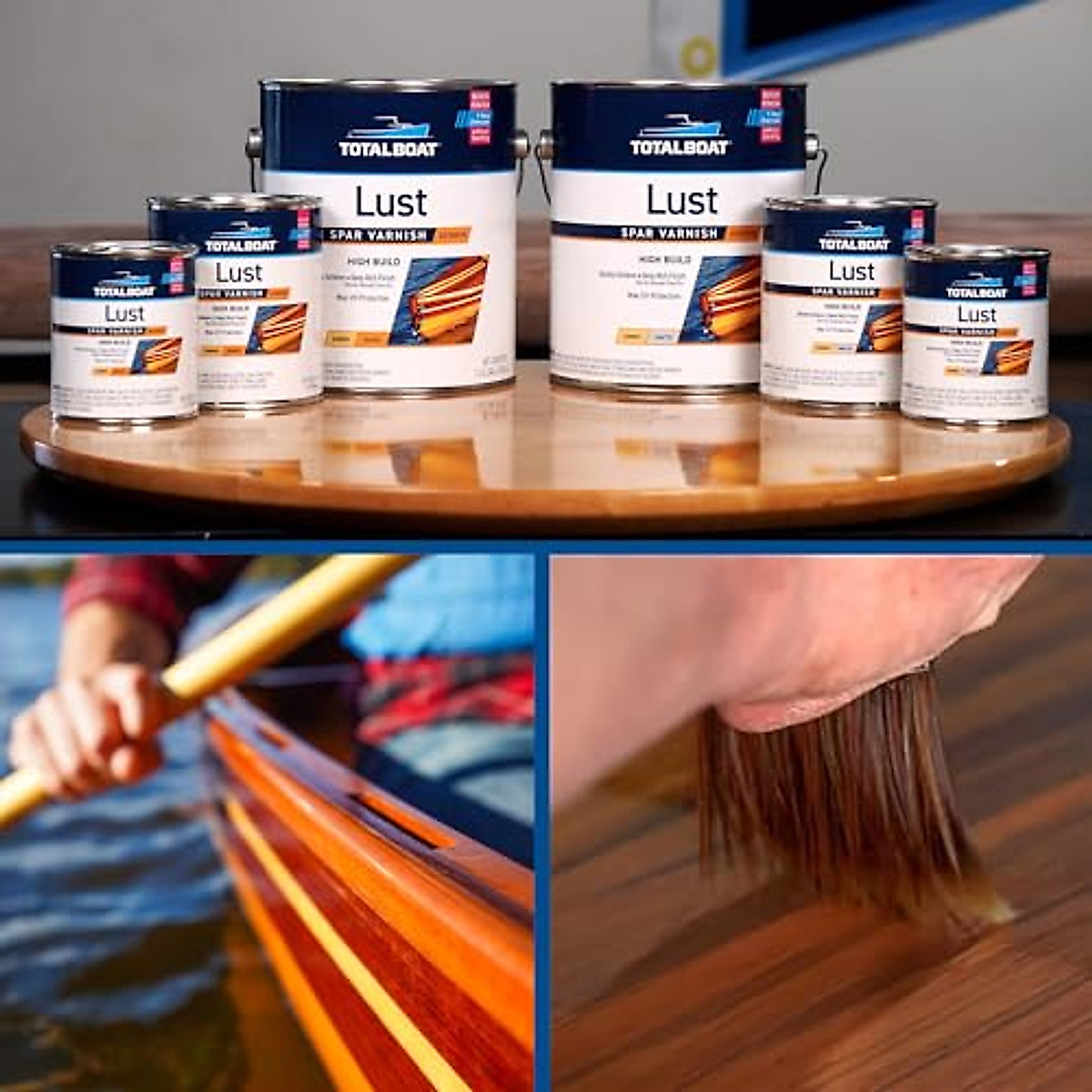 TotalBoat-482869 Lust Marine Varnish, High Gloss and Matte Finish for Wood, Boats, Outdoor Furniture (High Gloss, Quart)
