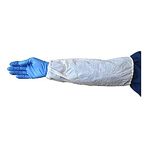 PENTAGON SAFETY EQUIPMENT Disposable Plastic Sleeves | White | 100 Pack | 18 Inch | Waterproof Arm and Sleeve Protection