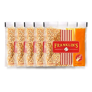 Franklin’s Gourmet Popcorn All-In-One Popcorn Packs for Popcorn Machine - 8oz Pack of 10 - Made in USA - Packs of Popcorn Bags with Buttery Salt & Oil
