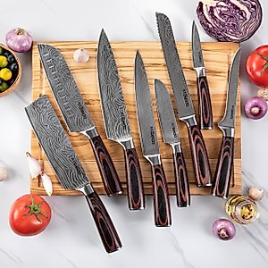 Seido Knives Master Chef Knife Set, 8-Piece Kitchen Knife Set, High-Carbon Stainless Steel Handmade Culinary Knives, Professional Chef Knives, Kitchen Knives