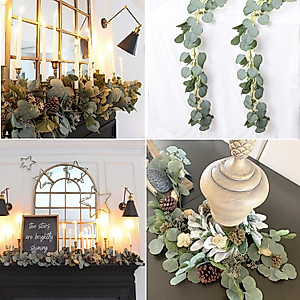 Artiflr 3Pack Artificial Eucalyptus Garland, 6 ft Faux Silk Eucalyptus Leaves Vines Handmade Garland Greenery Wedding Backdrop Arch Wall Decor