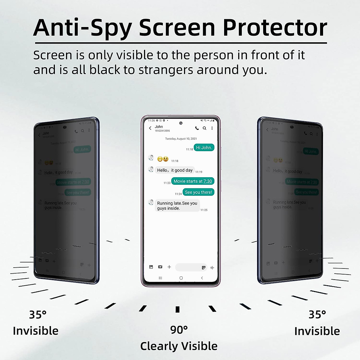 Amleute 【3+1 Pack】 Samsung Galaxy S22 Privacy Screen Protector,9H Tempered Glass【 Support Fingerprint Unlock 】 Anti-Spy Film Compatible for S22 5G