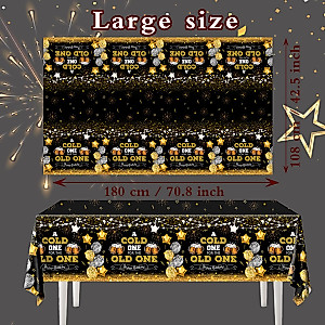 Juweked Beer Party Decorations,Black and Gold Happy Birthday Tablecloth for Men A Cold One for The Old One Plastic Tablecloth for 30th 40th 50th Birthday Cheers and Beers Party Supplies