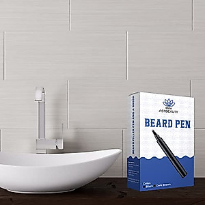 Natural Beard Pencil Filler pen for Men Beard Moustache, Water Proof Long Lasting Coverage, Repair Shape, Effective Enhance Facial Hair (BLACK)