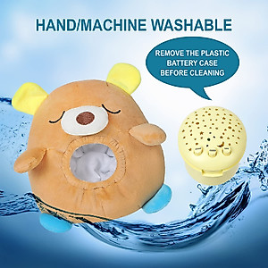 Baby Sleep Soother Happy Bear - Toddler Portable Sound Machine with Night Light Projector - Plush Toy Crib Soother with Music and Lights to Aid Sleep for Newborn