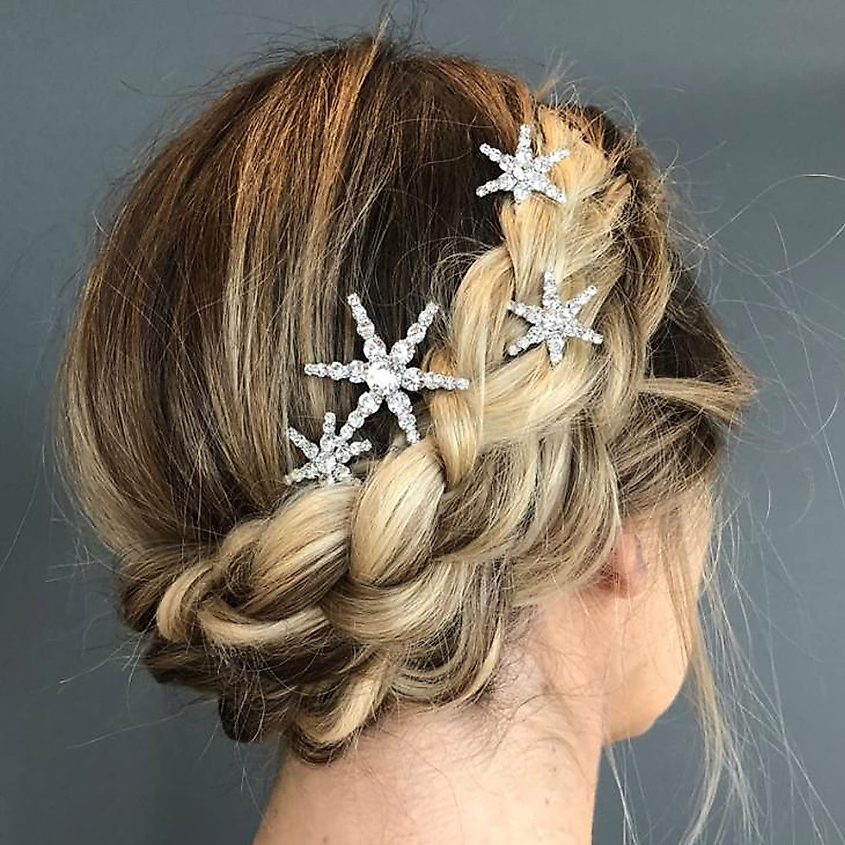 Wedding Hair Bobby Pins for Women Girls, Gold Snowflake Crystal Hair Clips, Elegant Hair Styling Accessories for Mothers Day Gift, 3PCS