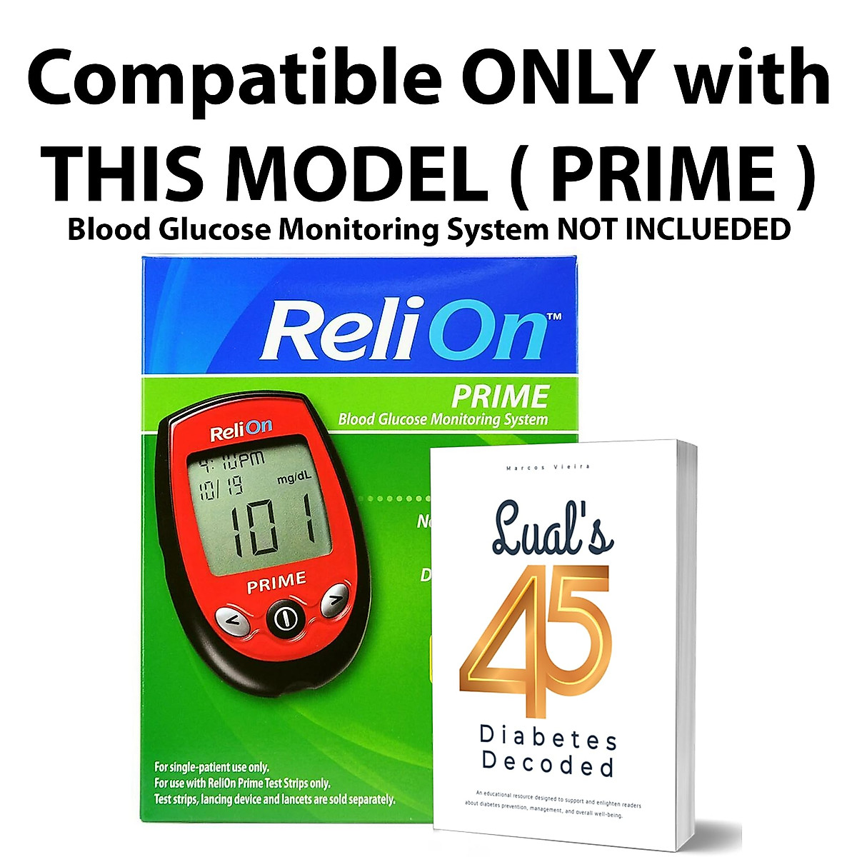 ReliOn Prime Blood Glucose Test Strips | Tiras de Glucometro | Test Strips for Diabetes | Relion Prime Test Strips |Reli On Prime Test Strips 50 Count. + Lual's 45 Diabetes Decoded