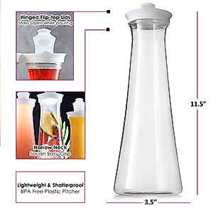 DilaBee Water Carafe with Lids - 3 Pack Plastic Juice Pitcher - Carafes for Mimosa Bar, Milk, Smoothie, Iced Tea and More - Drink Containers for Fridge - 50 Oz