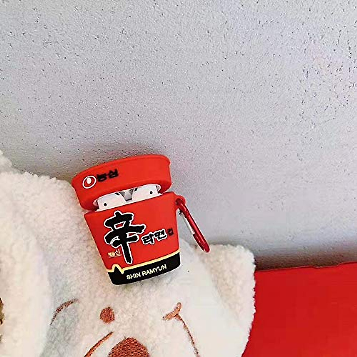 XYFS Compatible with Airpods 1/2 Case Cover, 3D Cute Cartoon Funny Fun, Silicone Air pods Stylish Chic Character Skin Keychain Kits,Stylish Girl Child Teen boy Airpods case (Ramen Cup)