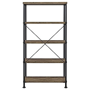 Coaster Furniture Analiese Rustic Industrial 4 Shelf Bookcase Bookshelf Etagere Composite Wood Shelves Metal Frame Brown Oak Black 802543