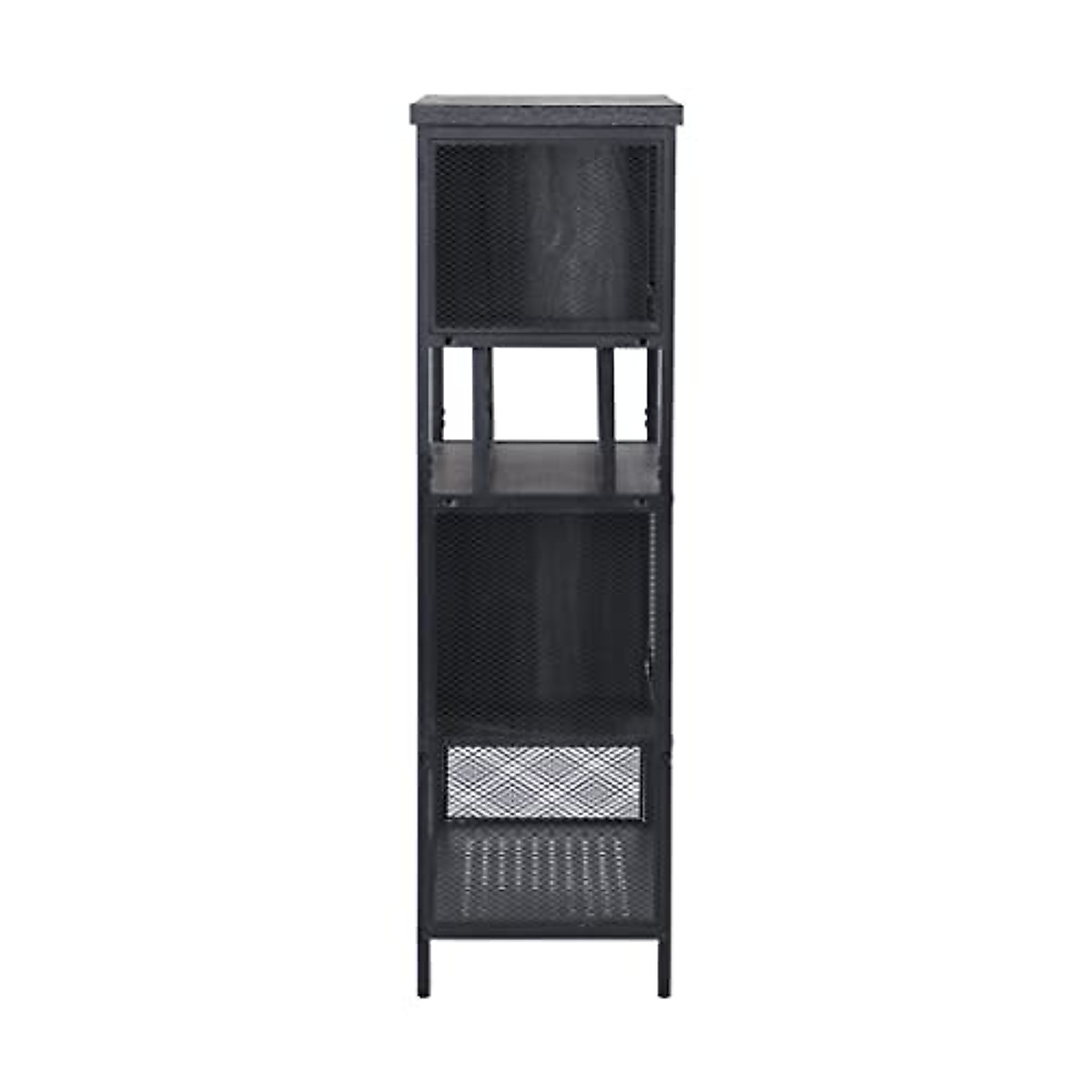 CEMKAR Industrial Bar Cabinet, Modern High Display Wine Storage Rack, Wood and Metal Cabinets for Home Kitchen Storage, Restaurant Cafe Cafeteria Bar Cabinet (Black+Gray)