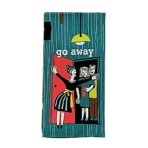 Blue Q Dish Towel, Go Away (What Your Host is Really Thinking?) Funny, Nifty 50's Vibe, 100% Cotton, Imported, Screen-Printed in Rich Vibrant Colors, 28" x 21"