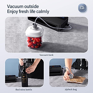 Vacuum Sealer Machine, Automatic Food for Preservation with sealers bags, Dry Moist Modes, Led Indicator Lights, Compact Design Full 95 Kpa (Black), (V8111)