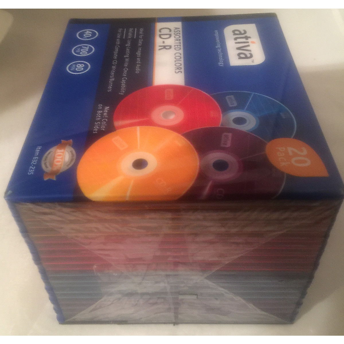 Ativa Assorted Colors CD-R 40x 700mb 80 min w/Jewel cases 20 pack