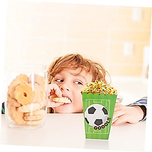 SHOWERORO 30pcs Popcorn Boxes Popcorn bracket Disposable football party supplies football kit popcorn cup Popcorn snack box supplies tableware green soccer ball green party favor bags