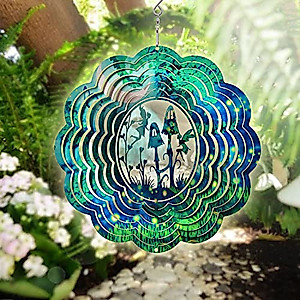 Spring Song Wind Spinner 3D Stainless Steel Indoor Outdoor 10" Fairy Garden Garden Decoration Crafts Ornaments Kinetic Yard Art, Hanging Wind Spinners Decor Gifts
