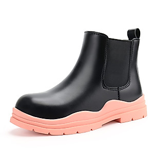 brooman Kids Chelsea Boots Boys Girls Ankle Boots Zipper Booties (6,Black Pink)