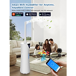 MONISEN Smart Humidifier Large Room for 2000 sq ft, 17L/4.5Gal Humidifiers for Bedroom with Wi-Fi App & Remote Control, Ultrasonic Cool Mist Large Humidifiers for Home with Essential Oil Box, 3 Speed
