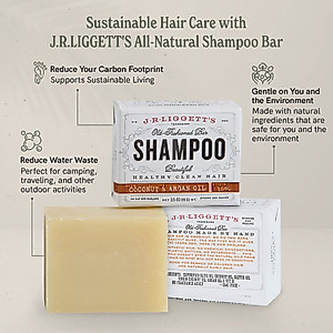 J·R·LIGGETT'S All-Natural Shampoo Bar, Virgin Coconut and Argan Oil - Strong and Healthy Hair-Nourish Follicles with Antioxidants and Vitamins-Detergent and Sulfate-Free, Set of Three, 3.5 Ounce Bars