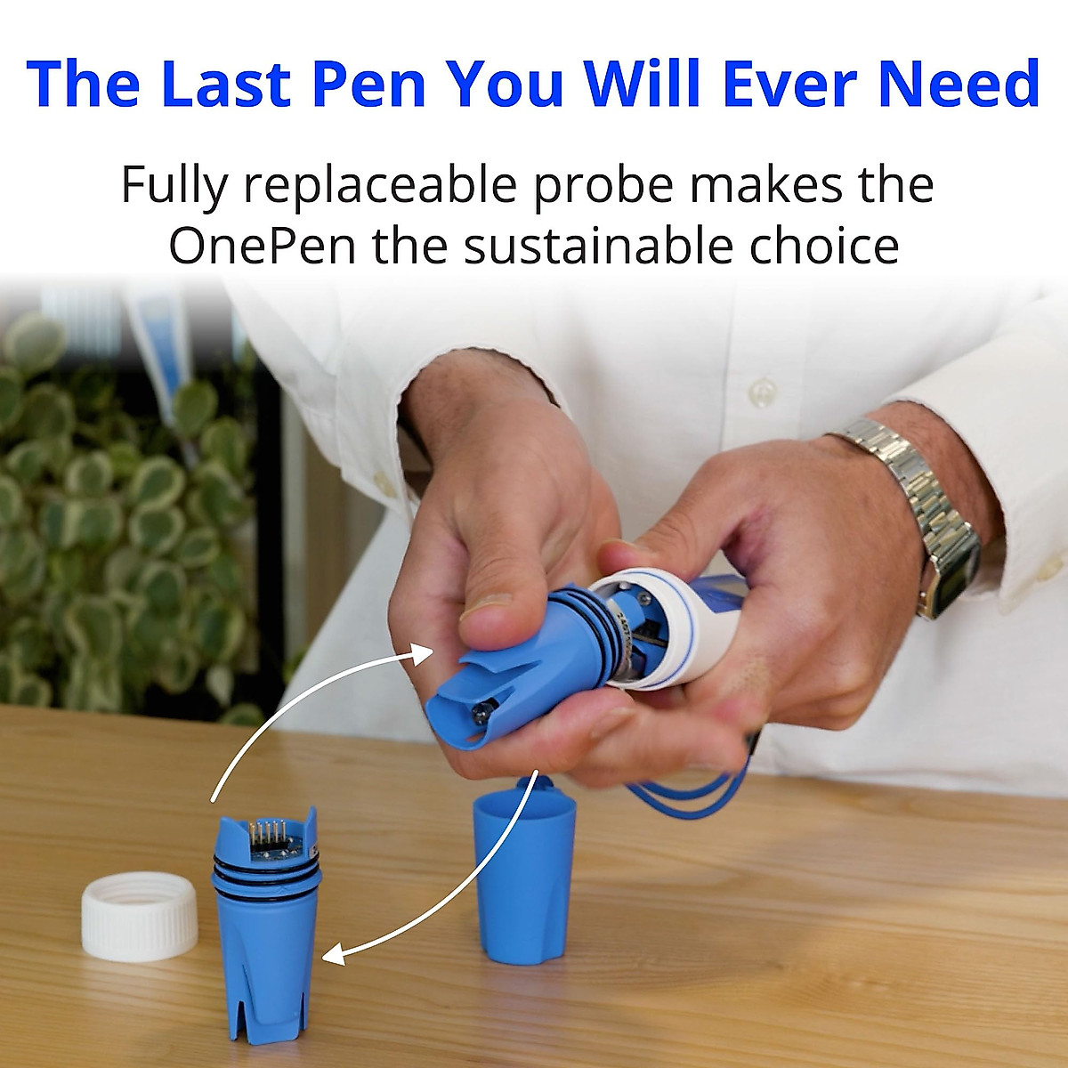 Bluelab OnePen - a 3-in-1 Temperature, EC/PPM and pH Meter, Lightning Fast Readings - Bluetooth Data Sharing & in-App Tracking - Replaceable Probe