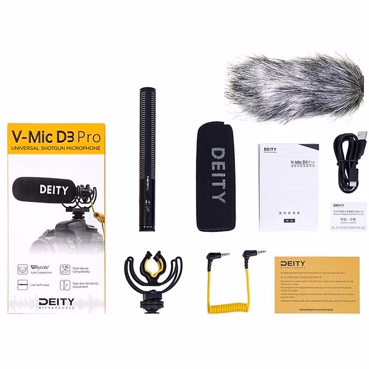 Deity Microphones V-Mic D3 Pro Supercardioid On-Camera Shotgun Microphone with Rycote Lyre Suspension
