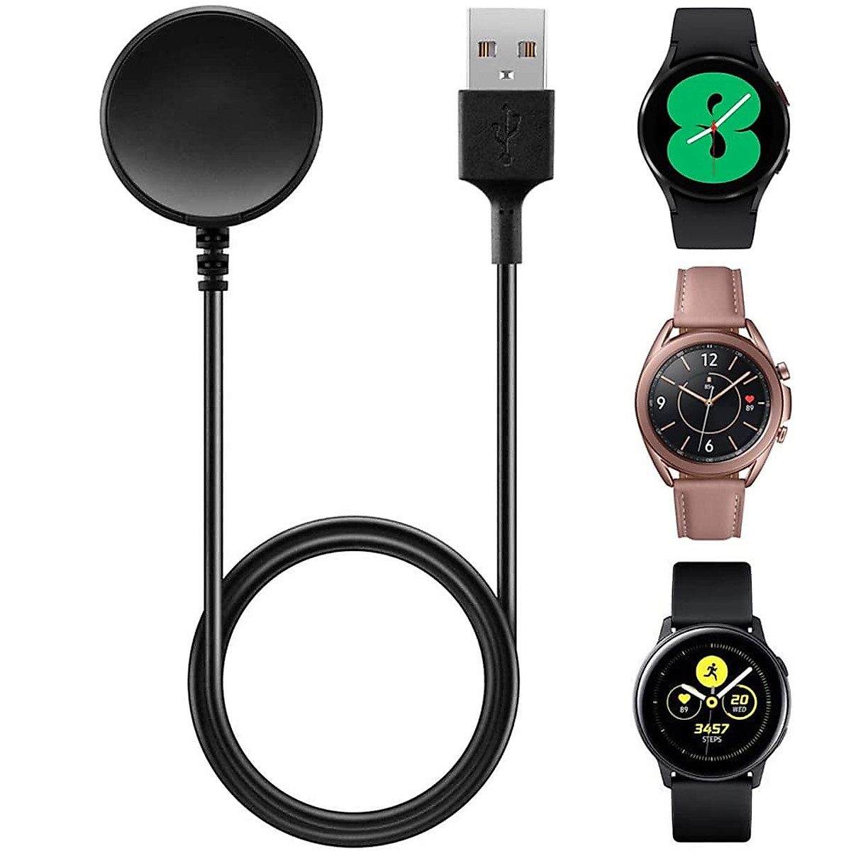 Charger for Samsung Galaxy Watch 4/4 Classic/3/Active 2/Acitve, Replacement USB Charging Cable Cord Dock Stand for Galaxy Watch 4/4 Classic/3/Active 2/Acitve