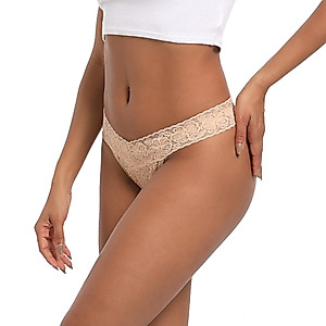 Pmrxi Pack 10 Seamless Lace Thongs for Women Plus Size XS to 5XL Breathable Panties Low Rise Stretch Cotton No Show Underwear Size Medium