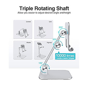 elitehood Aluminum iPad Stand, Adjustable iPad Stand Holder for Desk, Desktop Tablet Stand Dock for iPad Pro 12.9 11, iPad Air Mini 4 5 and More 4-13.5 inches Tablets, Silver