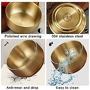 4Pack Thick 304 Stainless Steel Bowls, Small Double Wall Rice Bowls, Stainless Steel Soup Bowl Salad Bowl Noodle Bowl, Metal Bowls for Fruit Cereal Snack Appetizer (Gold, 4.7in)