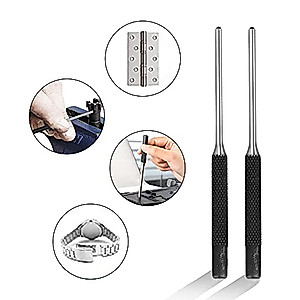 Roll Pin Punch Set with Storage Pouch and Hammer, 9 Piece Steel Removal Tool Kit for Jewelry, Watches, Rifle Pins and Craft