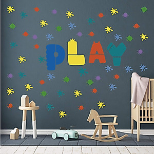 Paint Splatter Wall Decal-Ink Splotch Vinyl Stickers for Toddler Boys Girls Kids Room Bedroom Playroom Decor
