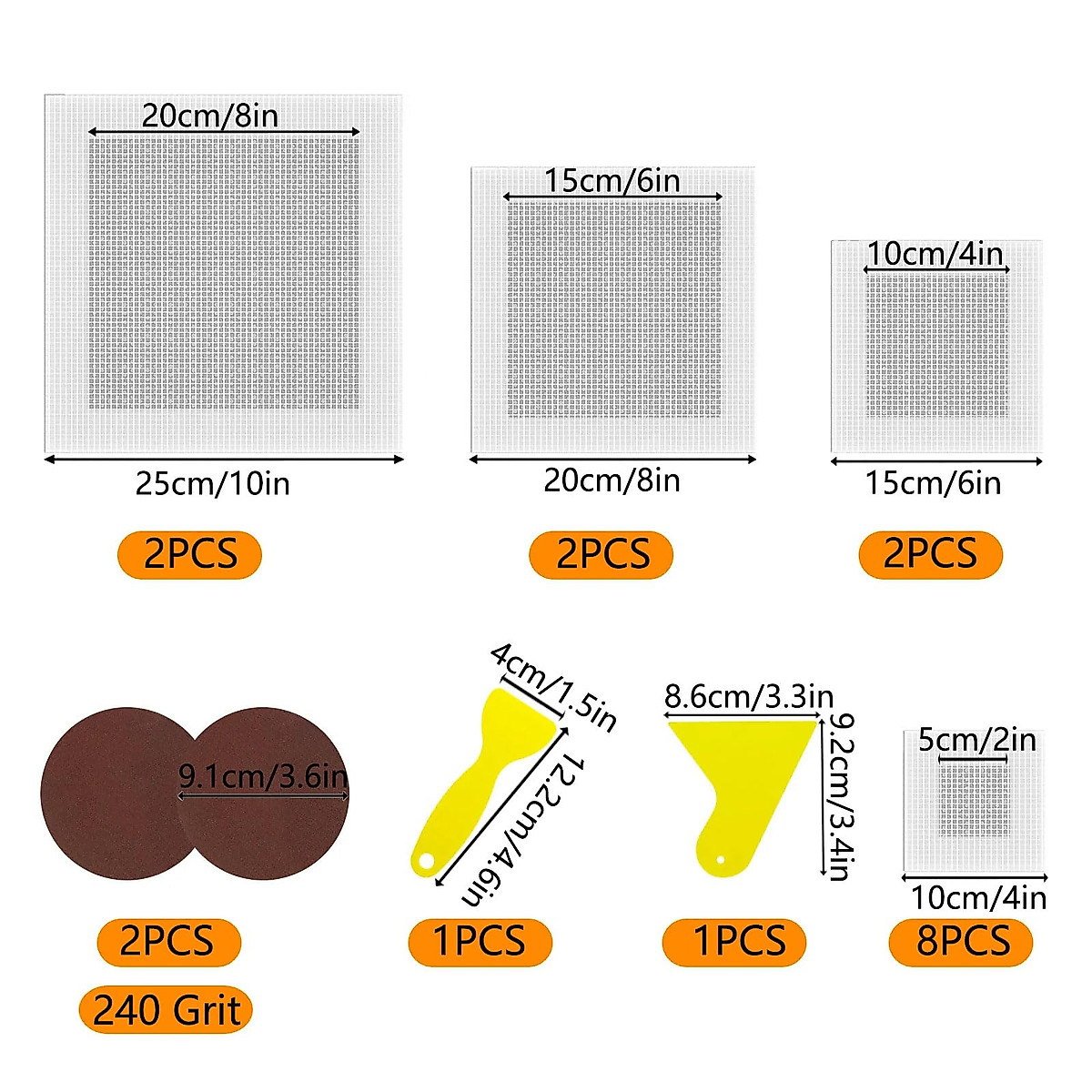 14 Pack Drywall Repair Kit - 2/4/6/8 Inch Aluminum Wall Repair Patch Kit with Extended Self-Adhesive Mesh, Small Large Hole Patching Kit