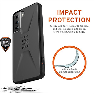 URBAN ARMOR GEAR UAG Designed for Samsung Galaxy S21 Plus Case Black Sleek Ultra-Thin Shock-Absorbent Civilian Protective Cover, [6.7 inch Screen]