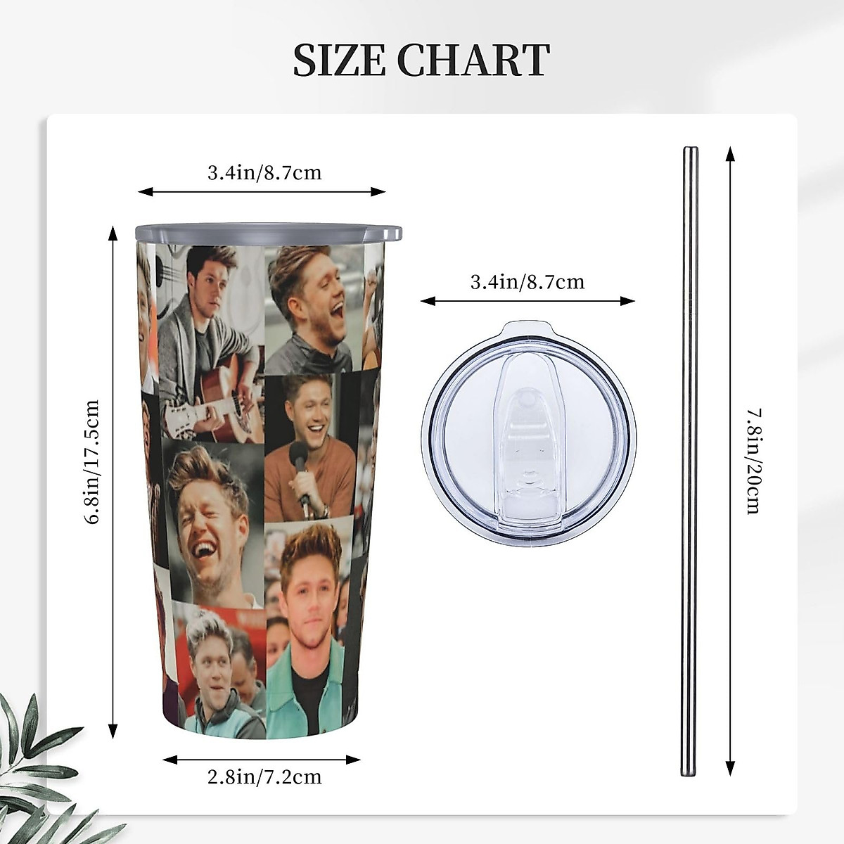 UALWORY Niall Music Horan Tumbler Cup 20oz Travel Coffee Mug with Lid and Straw Stainless Steel Insulated Mugs