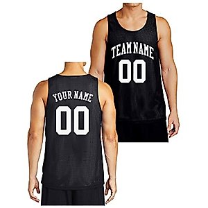 Custom Reversible Basketball Jersey - Front and Back (Adult X-Large, Black)