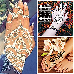 Henna Tattoo Stencils 24 Sheets,Black Tattoo Templates,Reusable Henna Tattoo Kit for Women Teens Kids,DIY Tattoo Stencils,Body Art Stencils